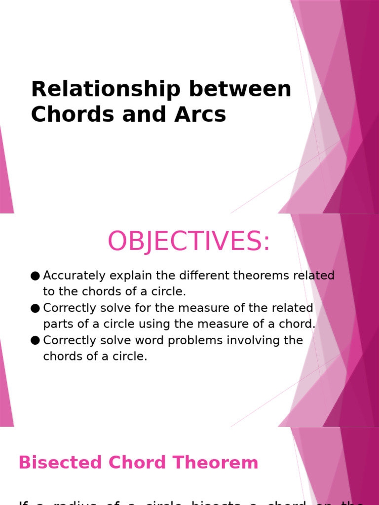 Relationship Between Chords and Arcs | PDF | Circle | Perpendicular