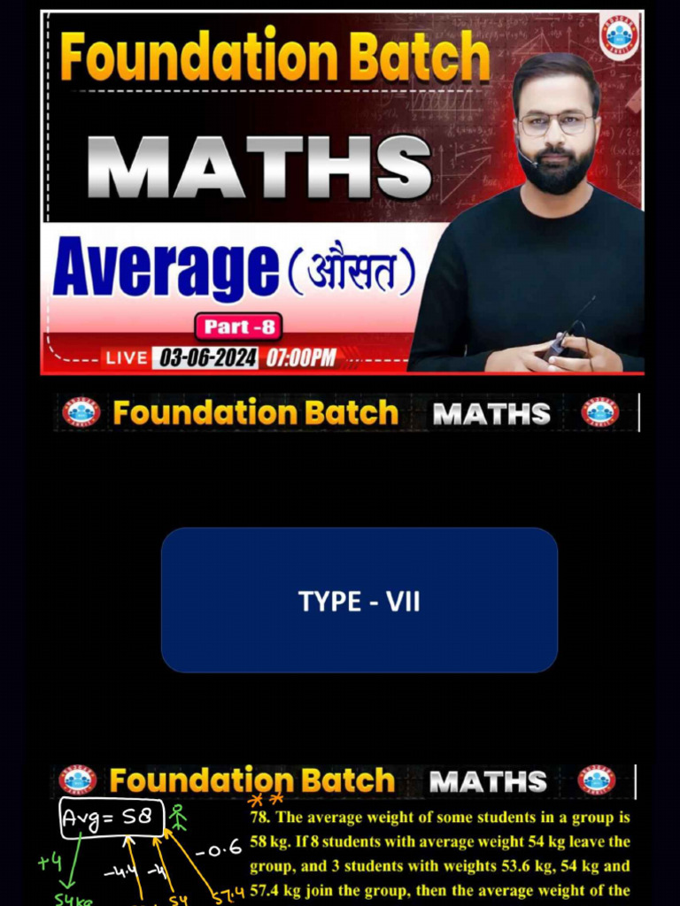 231) Maths by Deepak Bhati Sir औसत (Average) 8 | PDF