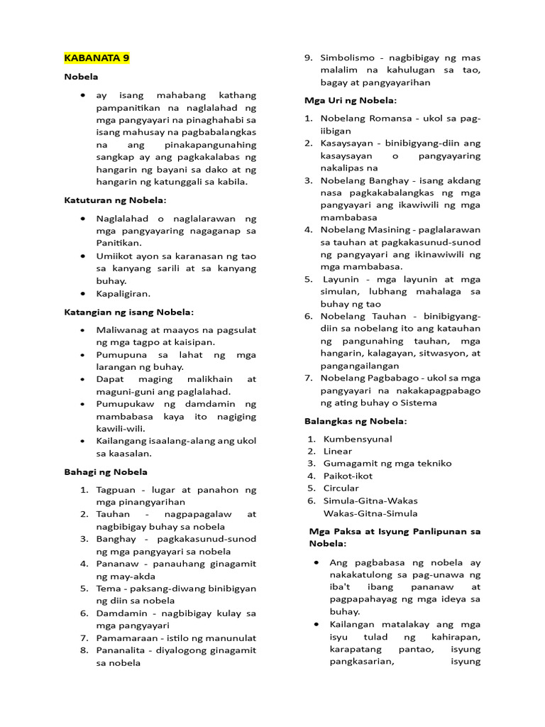Panitikan Final Examination Reviewer Kabanata 9 13 | PDF