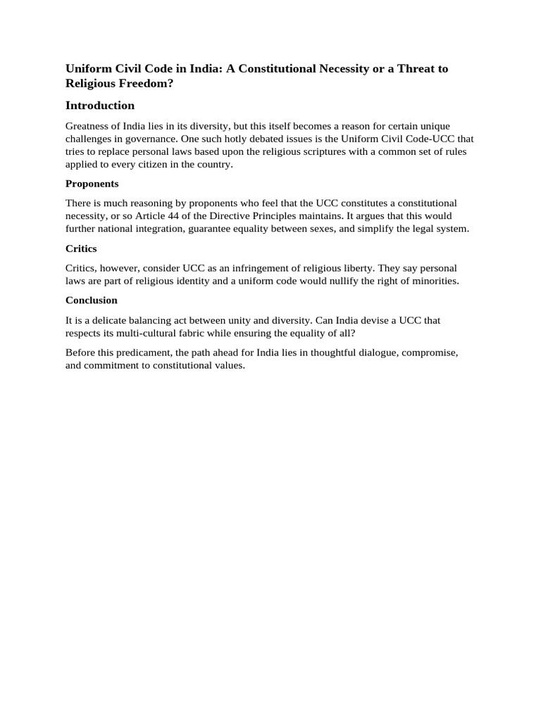 Uniform Civil Code | PDF