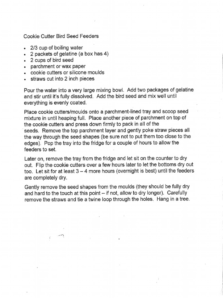 Cookie Cutter Bird Seed Feeders | PDF