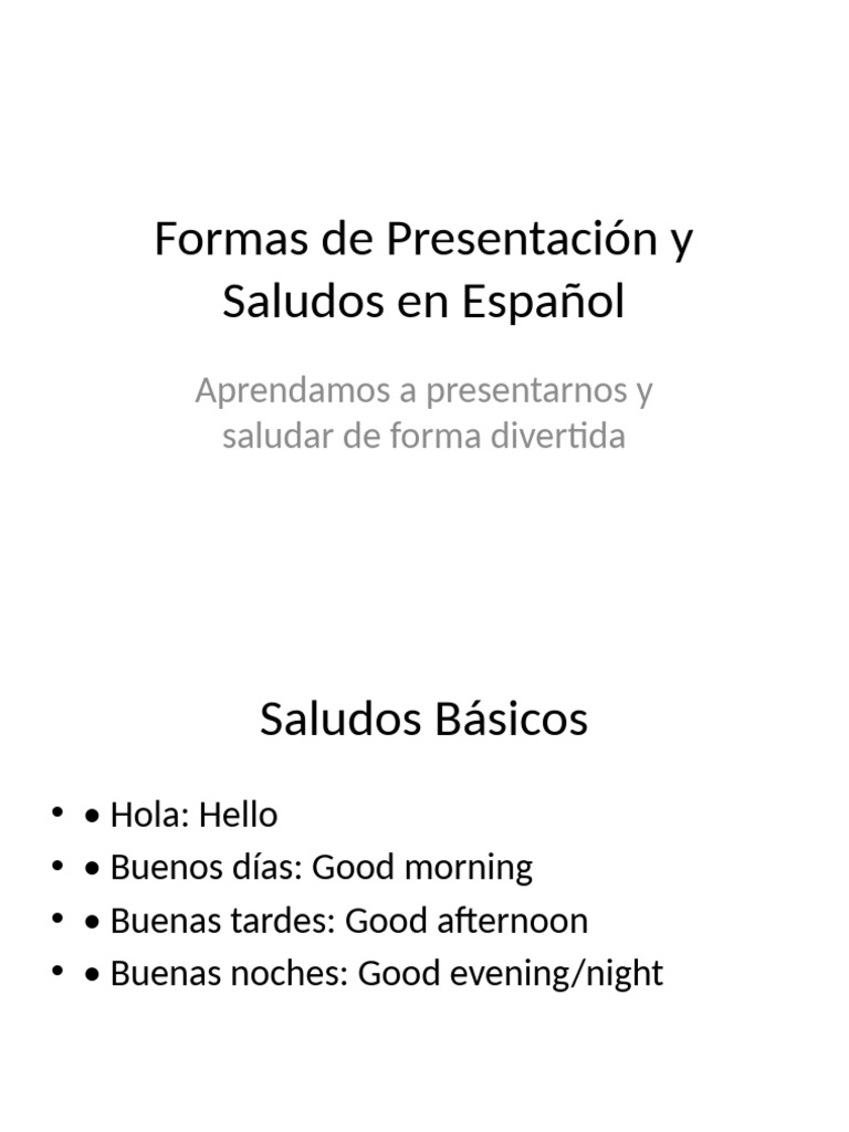 Formas de Presentacion y Saludos Practica Ilustrada | PDF
