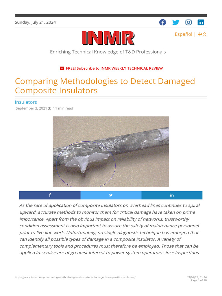 Comparing Methodologies To Detect Damaged Composite Insulators | PDF | Ultraviolet | Infrared