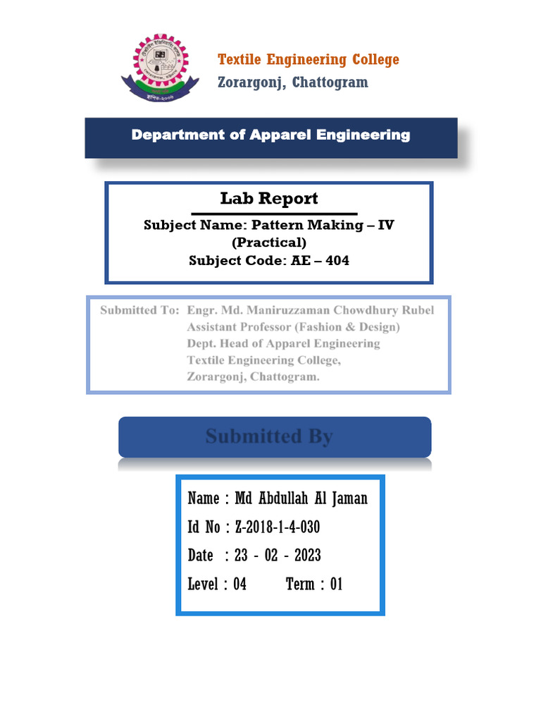 CAD Pattern Making Lab Report | PDF | Computer Aided Design | Length