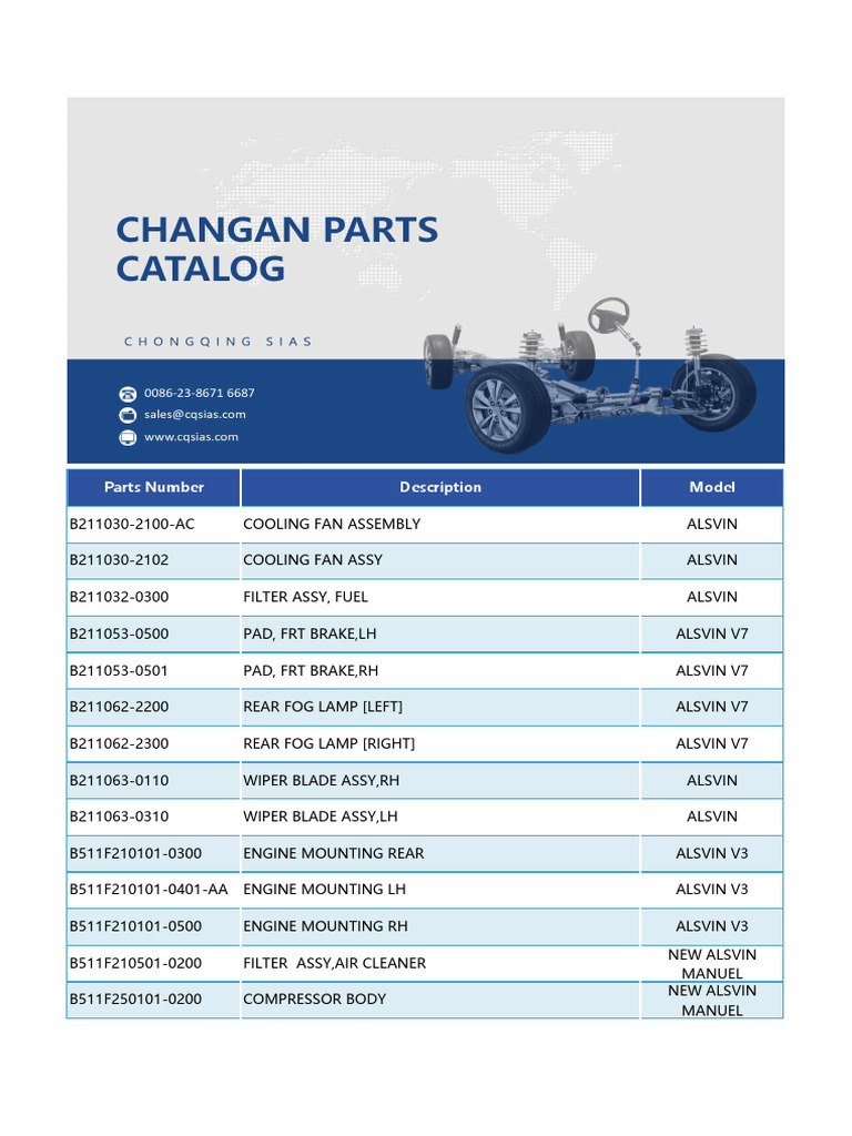 Alsvin Changan Parts Catalog 1 | PDF | Brake | Motor Vehicle