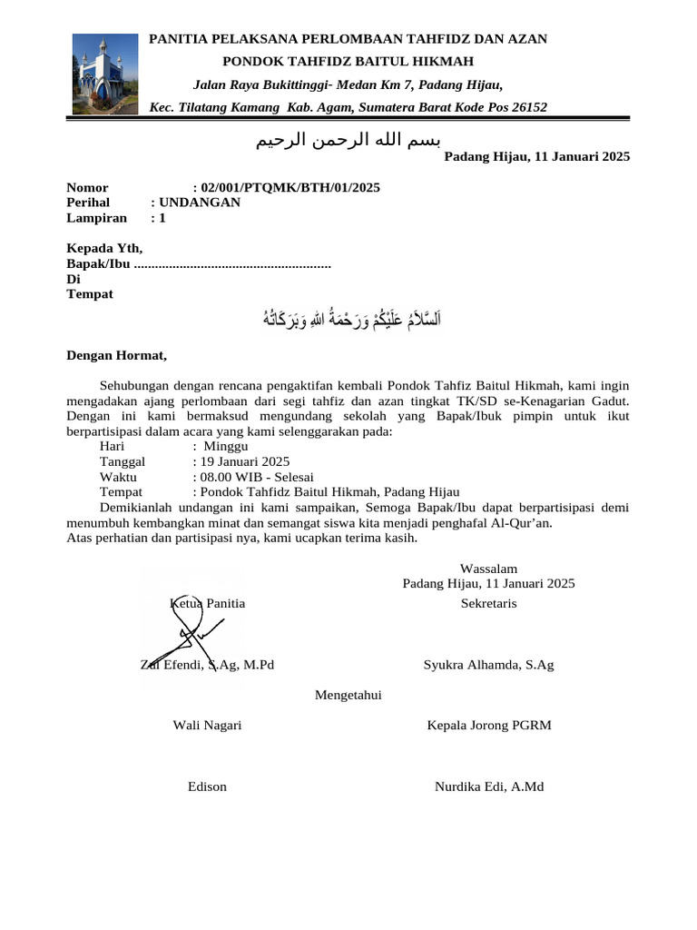 Surat Undangan Lomba | PDF