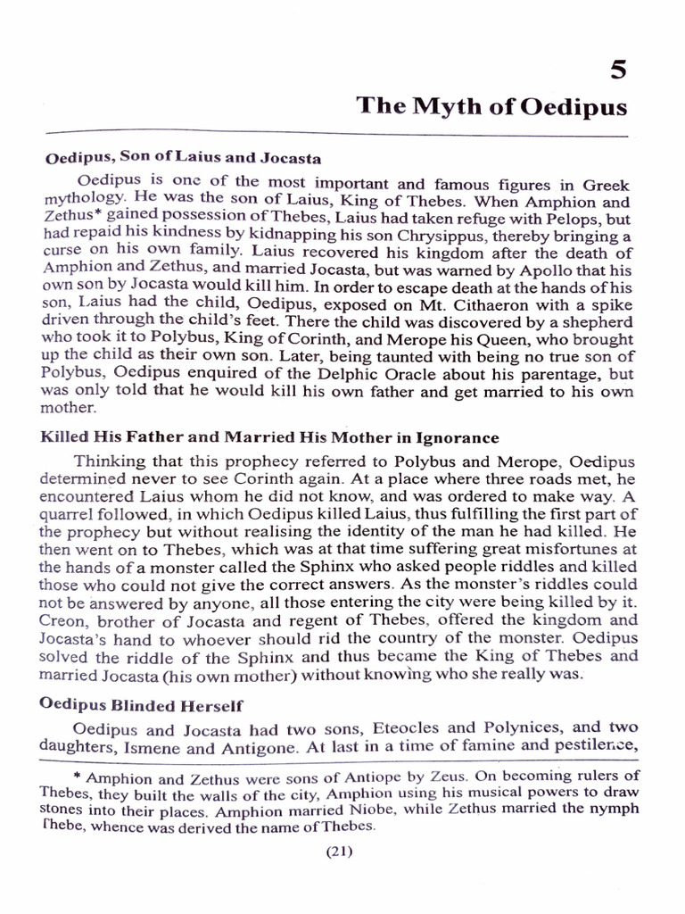 Oedipus Sophocles Some Aspects | PDF | Oedipus | Theban Mythology