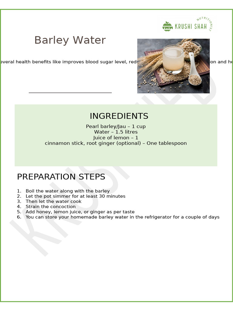 Barley Water | PDF