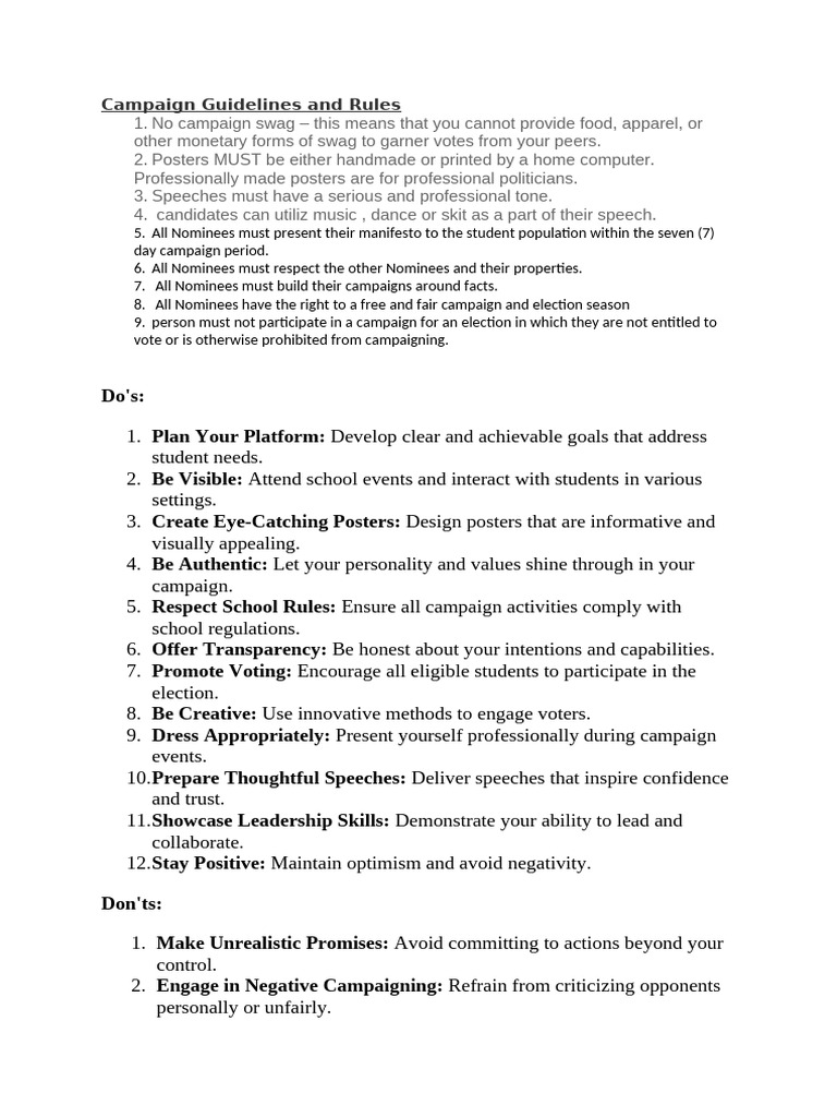 Campaign Guidelines and Rules | PDF | Social Psychology