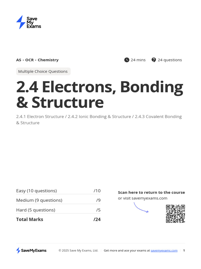 2 4 Electrons Bonding and Structure QoFREril4 LWVRTM | PDF | Chemical ...