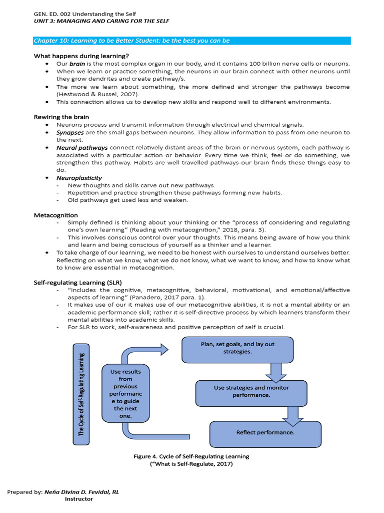 Unit 3 Managing and Caring For The Self | PDF | Self Efficacy | Stress ...