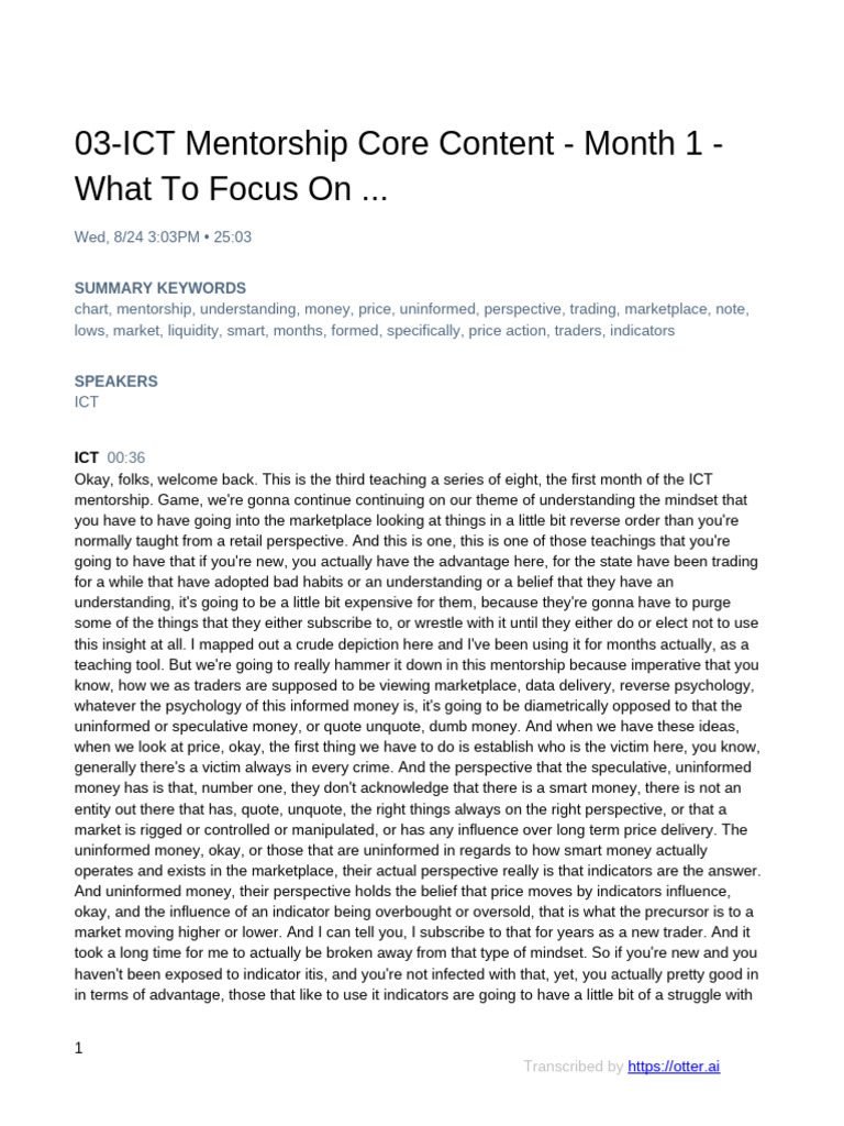 03-ICT Mentorship Core Content - Month 1 - What To Focus On Right Now ...