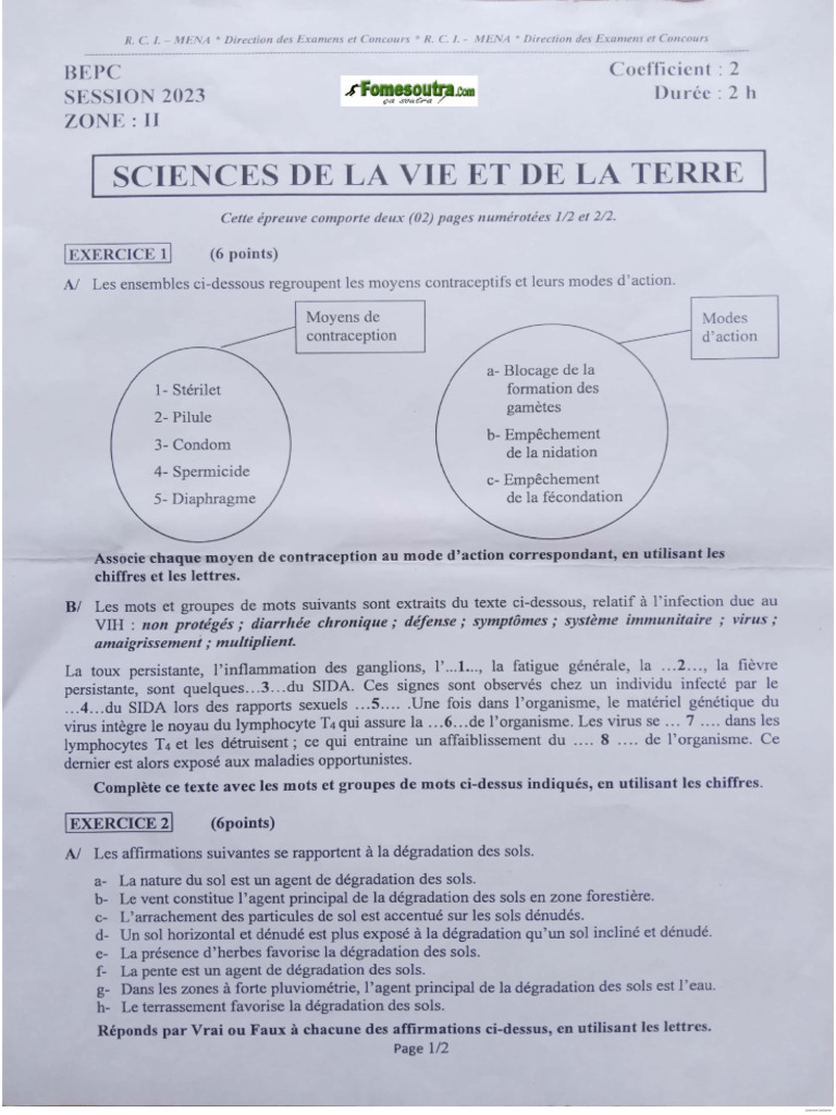 Bepc 2023 SVT Zone 2 | PDF