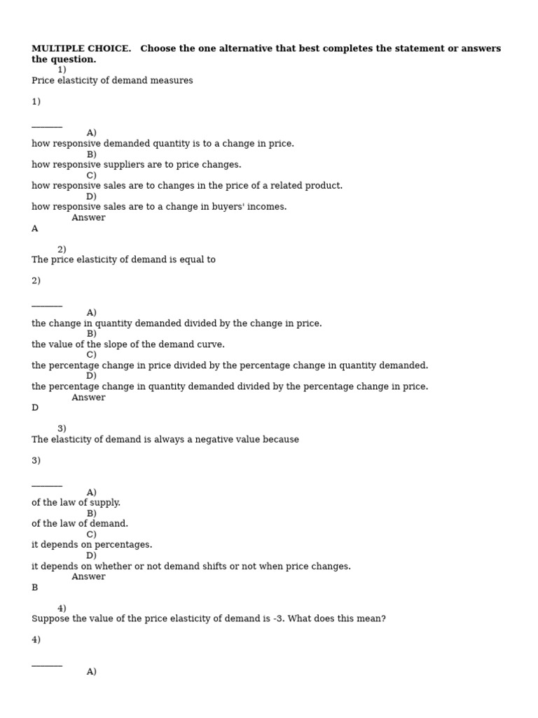 Economics Students: Elasticity Quiz | PDF | Demand | Elasticity (Economics)