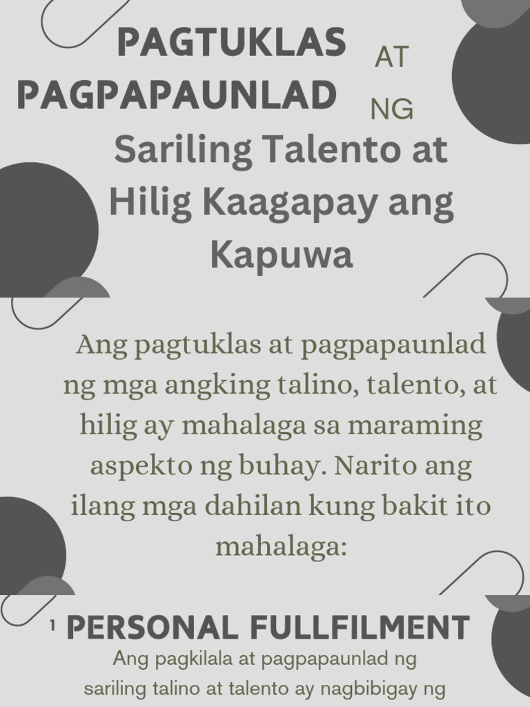 ESP (Pagtuklas at Pagpapaunlad NG Sariling Talento at Hilig Kaagapay ...