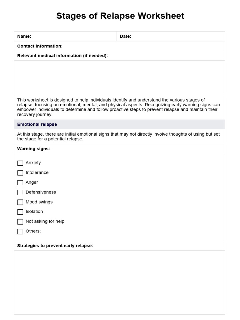 Relapse Prevention Guide | PDF