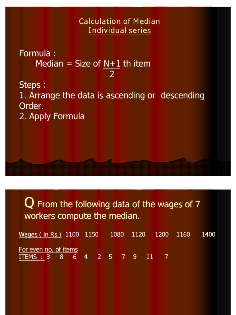 Median Calculation for Individual Series | PDF