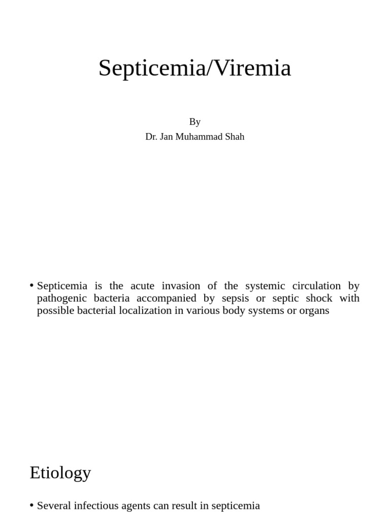 Understanding Septicemia in Animals | PDF