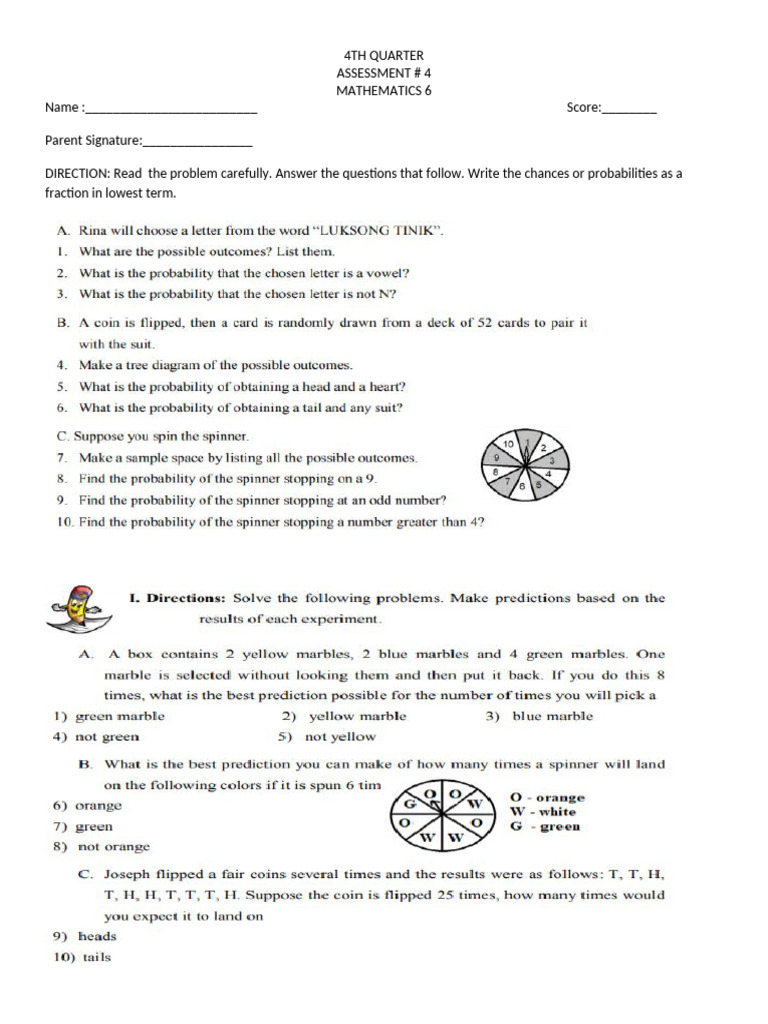 4TH QUARTER Assessment MATH | PDF