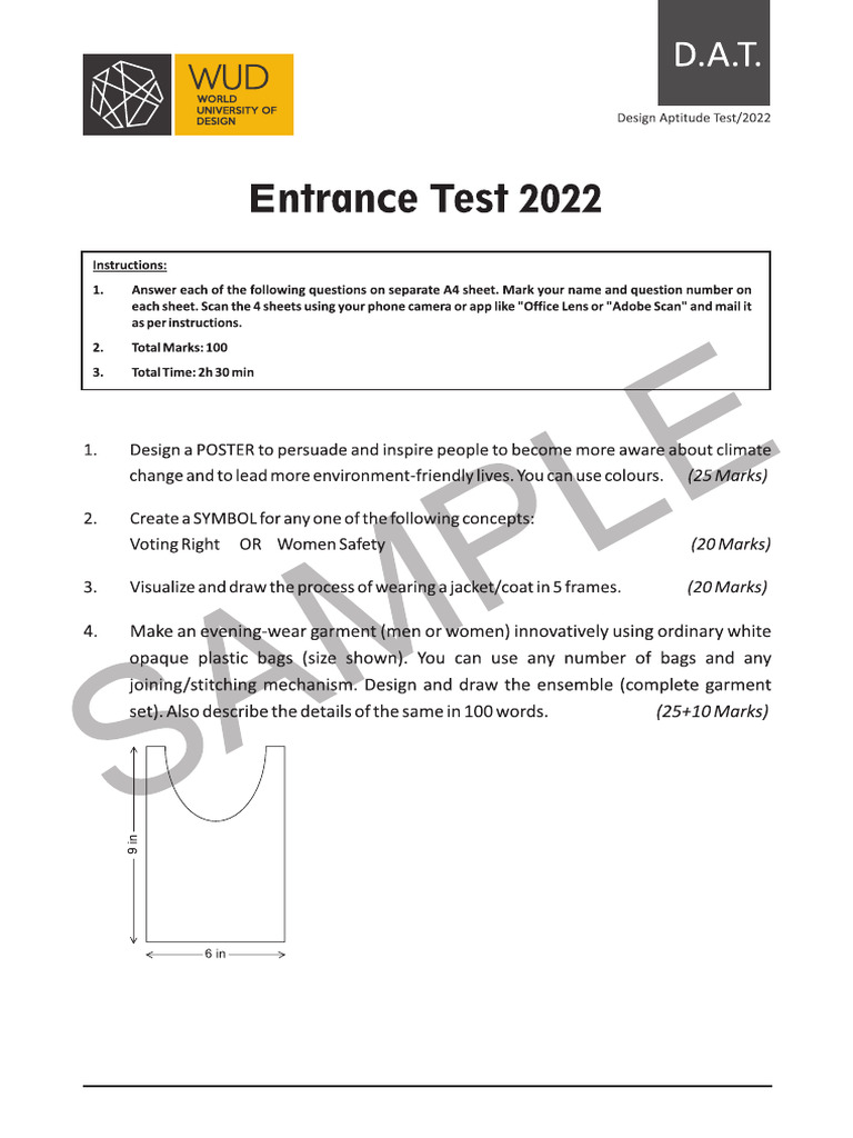 Dat Sample Paper 2022 | PDF