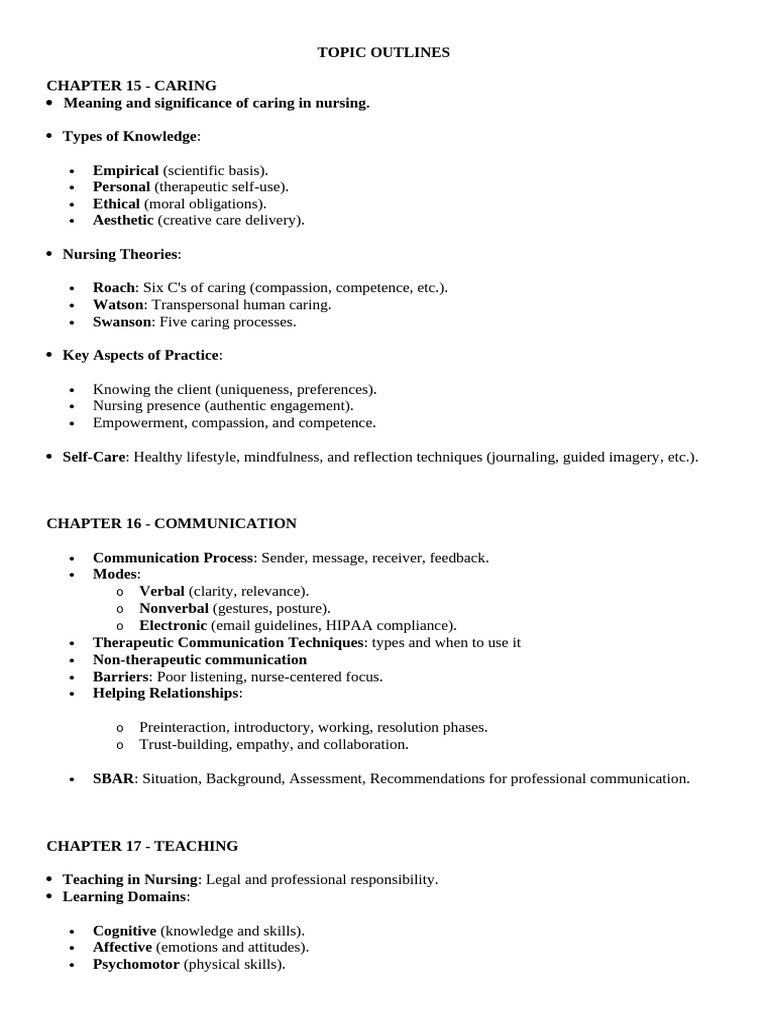 Presentation Topic Outlines for Chapters 151617 | PDF