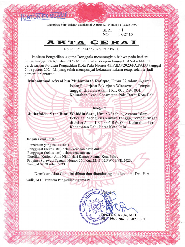 AKTA CERAI Muhammad Afzaal Bin Muhammad Rafique | PDF