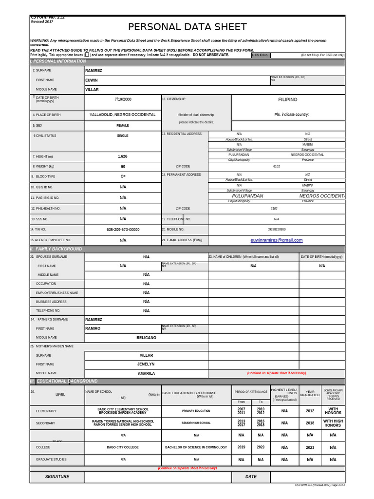 Pds Form From Csc | PDF | Passport | Government