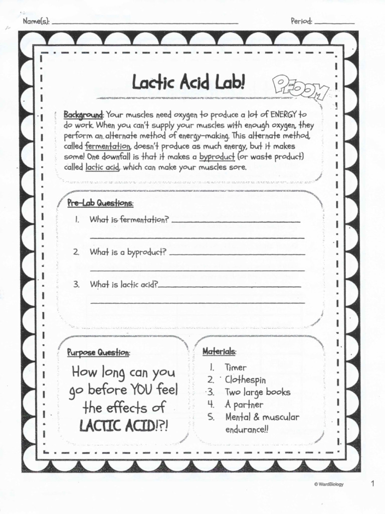 Lactic Acid Lab 1 | PDF