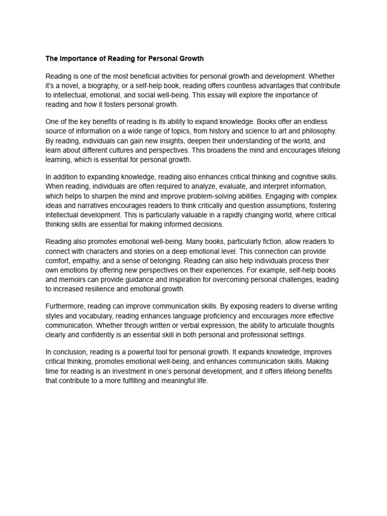 The Importance of Reading For Personal Growth | PDF | Critical Thinking ...