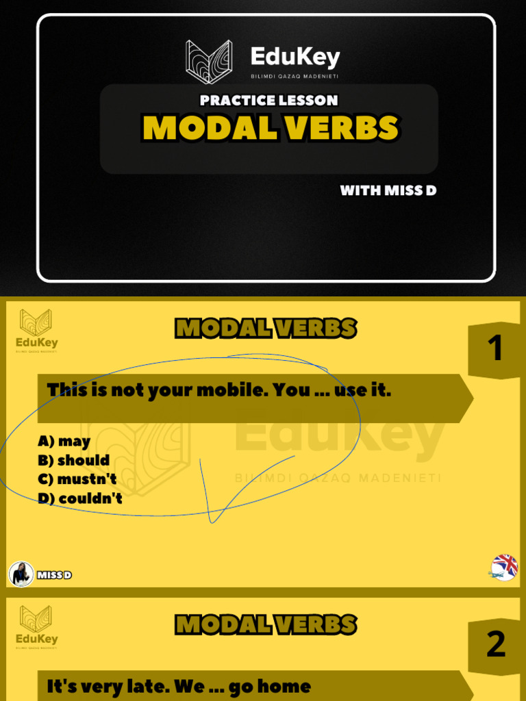 Practice Lesson Modal Verbs,A | PDF | Syntax | Linguistics
