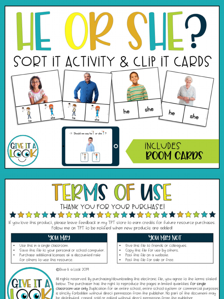 3 - Pronouns For Speech Therapy - He or She | PDF