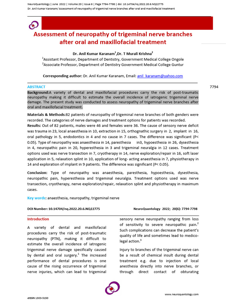 2 | PDF | Peripheral Neuropathy | Oral And Maxillofacial Surgery