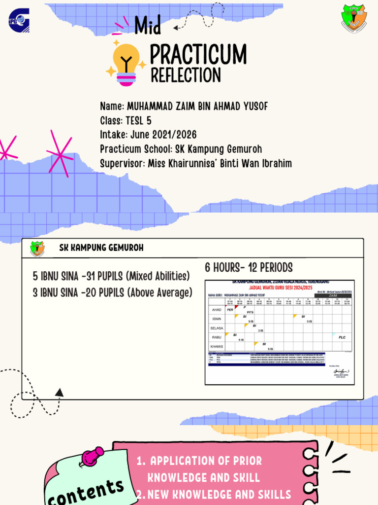 MID PRACTICUM REFLECTIVE SLIDES | PDF | Classroom Management | Cognitive Science