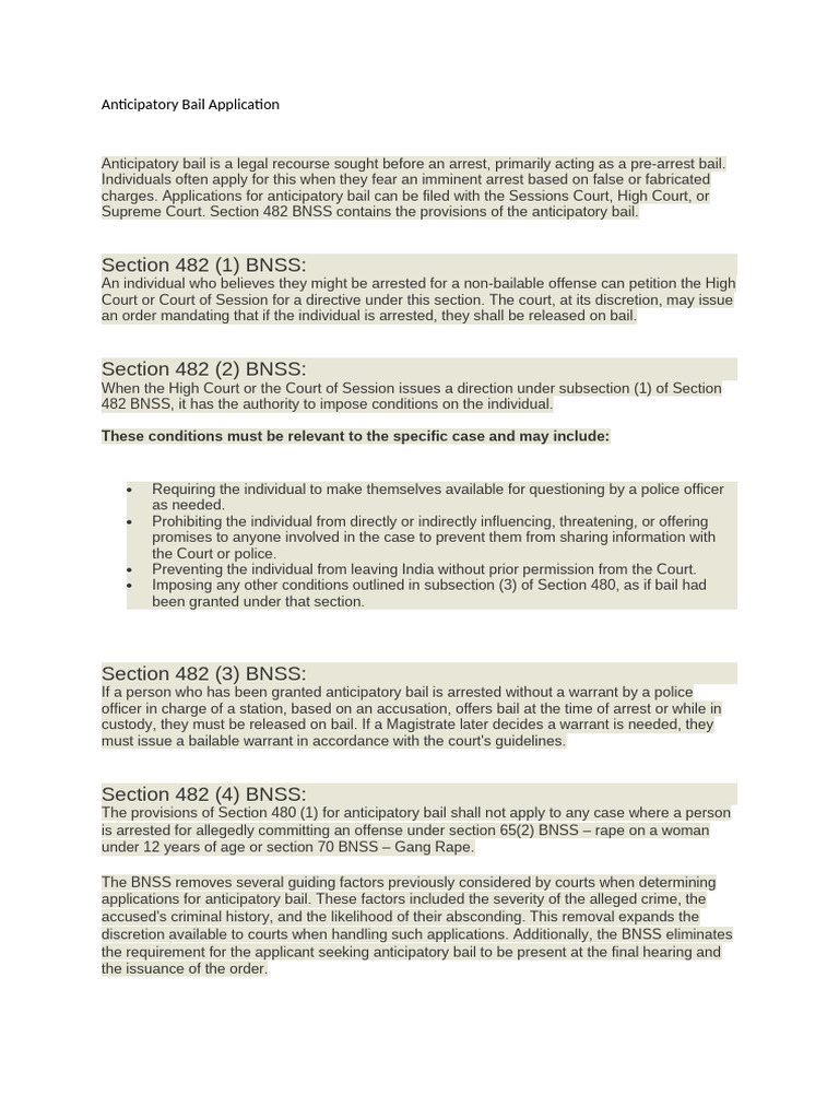 Anticipatory Bail Application | PDF | Bail | Arrest