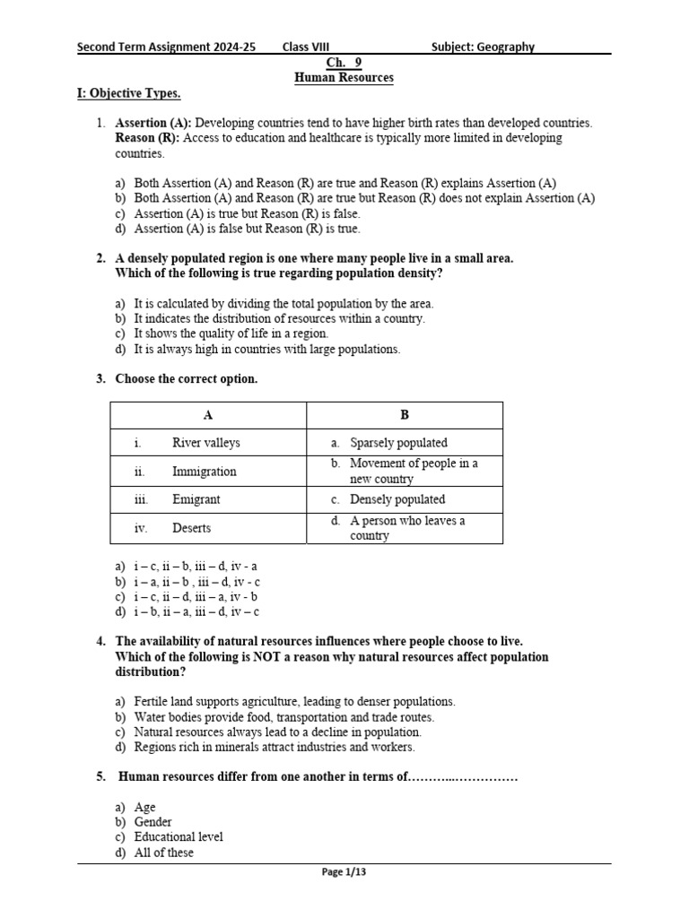 Cl-8 Assignments -Booklet-1 Term 2 (2024) | PDF | Agriculture | Crops