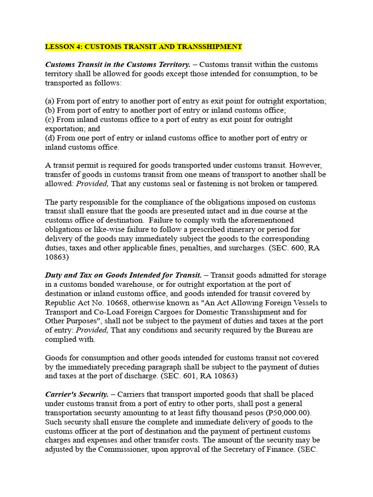 LESSON 4 | PDF | Customs | Port