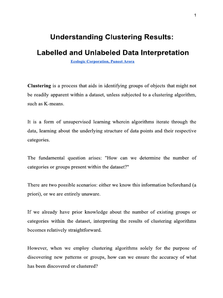 Understanding Clustering Results | PDF