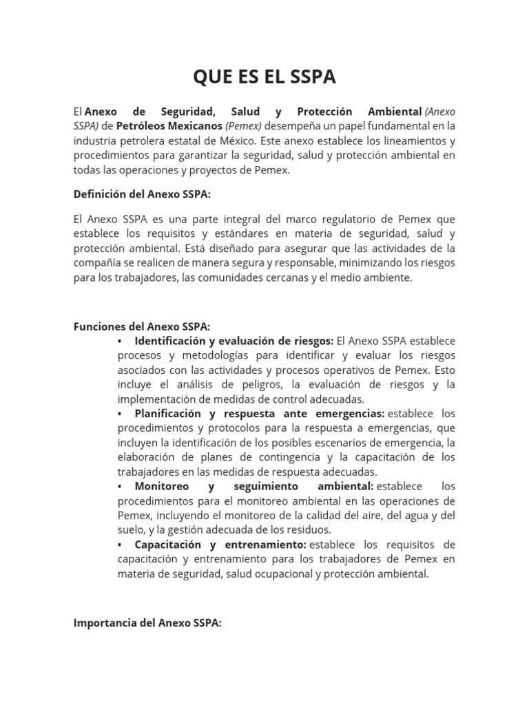 Anexo SSPA: Seguridad y Medio Ambiente en Pemex | PDF | Protección del ...