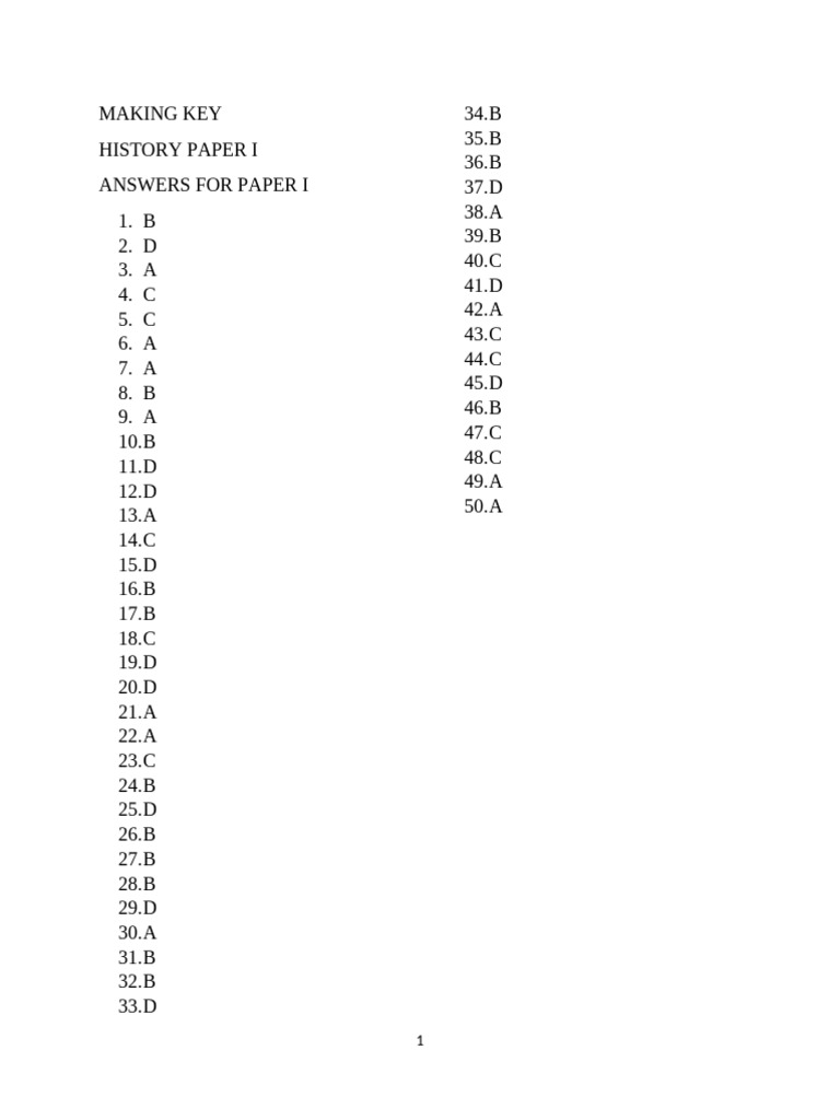 History Marking Key Paper 1 | PDF