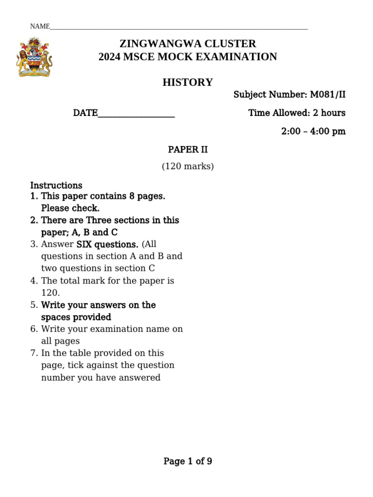 HISTORY PAPER TWO | PDF | British Empire | International Relations
