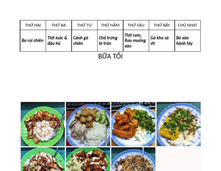 Food Schedule | PDF