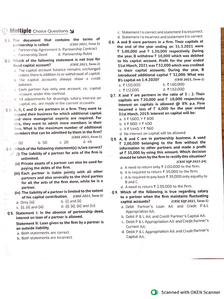 Accountancy Practice Sheet 1 | PDF