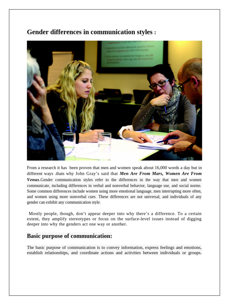 Gender Communication Differences | PDF | Communication | Nonverbal Communication