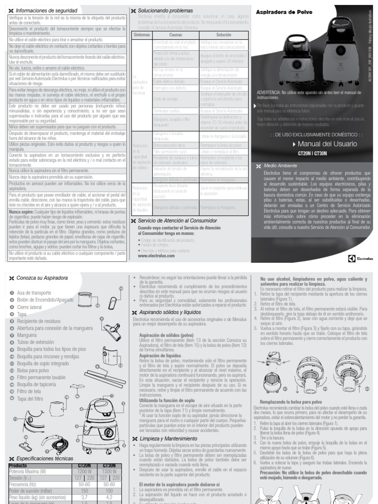 GT30N_Manual de Uso | PDF | Aspiradora | Enchufes y tomas de corriente alterna