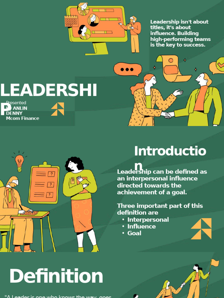 Green and Orange Illustrative Effective Leadership and Team Buildi ...