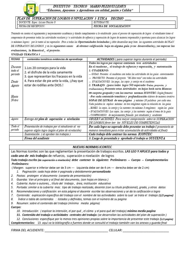 Guias de Etica Decimo Periodo 3 Instec | PDF | Aprendizaje | Las emociones