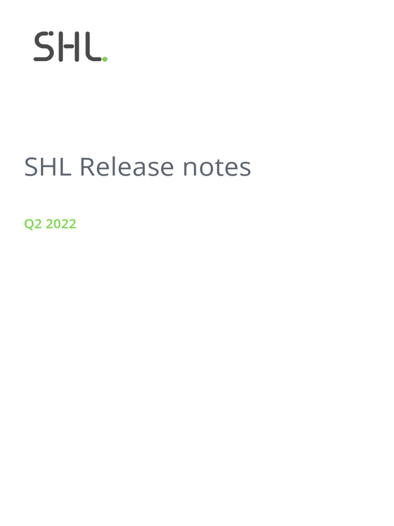 SHL Release Notes April - June 2022 | PDF | Mobile App | Microsoft