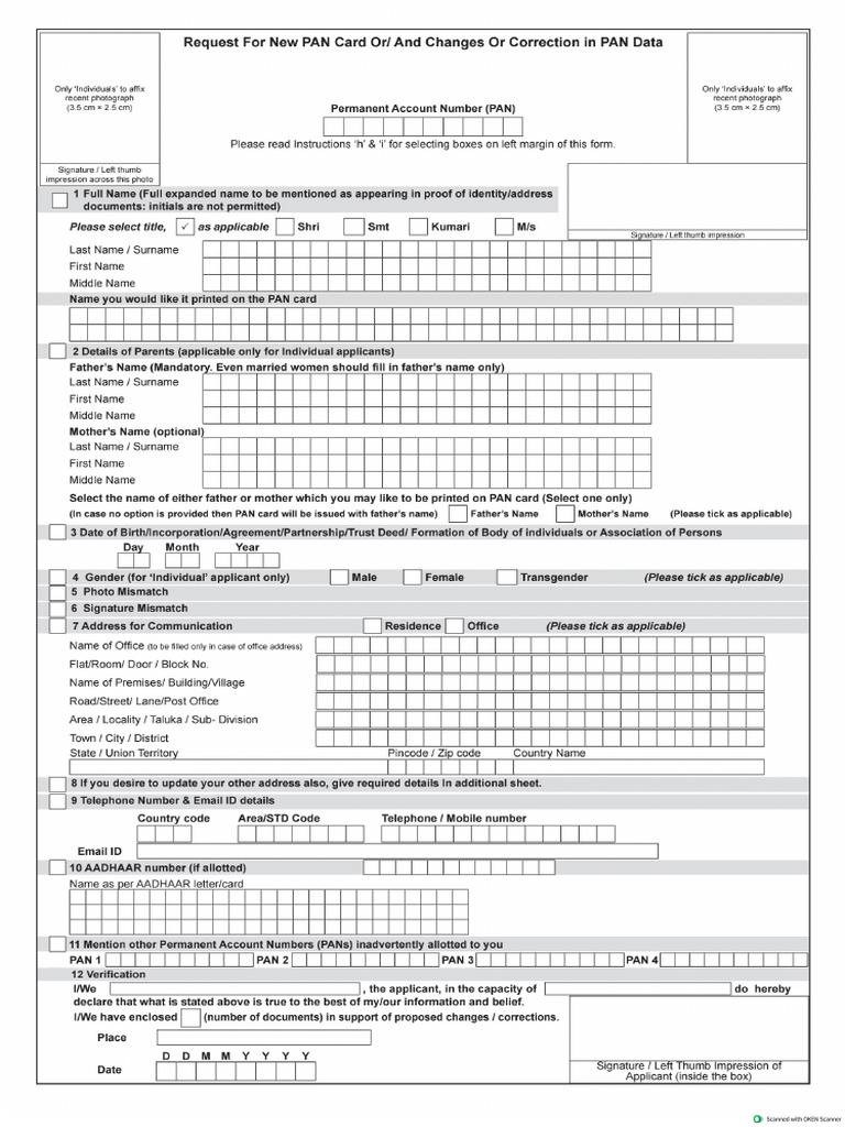 Form For Changes in Pan (3) 1 | PDF