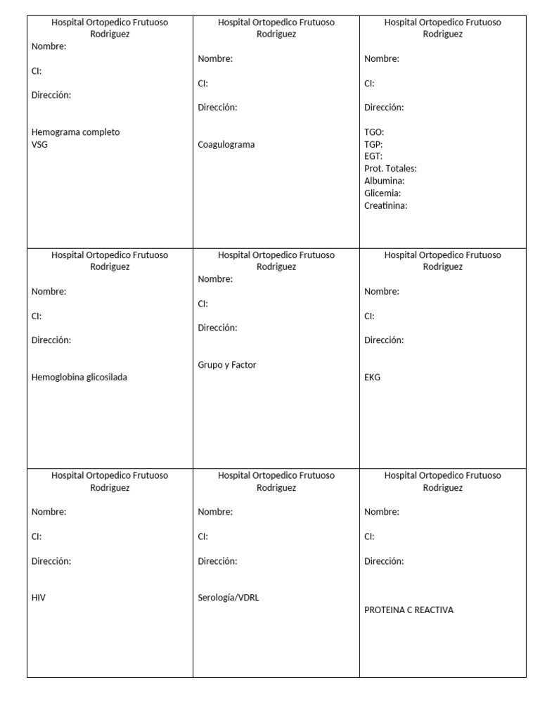 Formatos de laboratorios | PDF