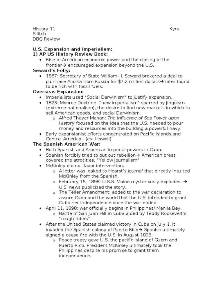 DBQ Expansion Review | PDF | Theodore Roosevelt | Imperialism